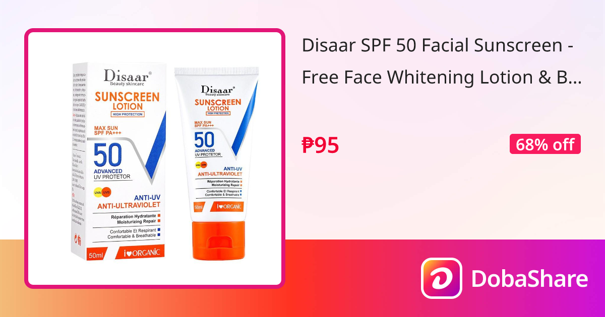 Disaar SPF 50 Facial Sunscreen - Free Face Whitening Lotion & Body ...